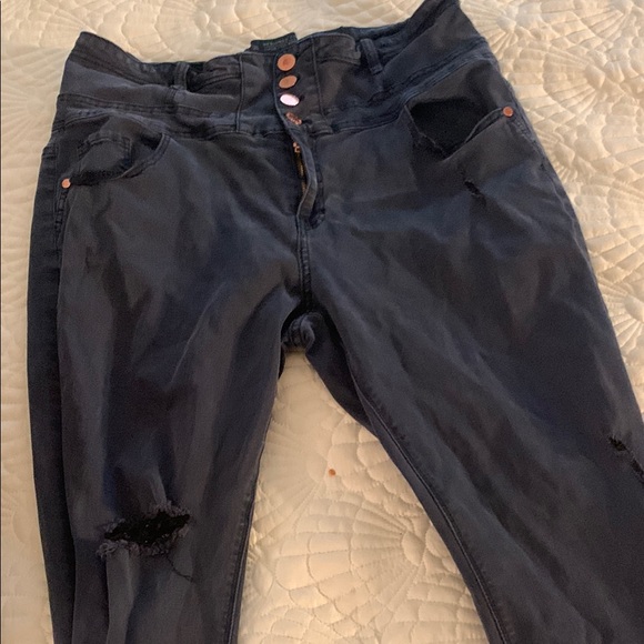 Jeans | Chic Denim High Rise Black Jeans With Distressed Knee 2s | Poshmark